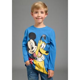 Kidsworld Jungen Kidsworld Langarmshirt &raquo;Mickey&Goofy Shirt, Disney&laquo; Disney-Shirt, Langarm, bedruckte Optik, f&uuml;r Kinder blau 116/122