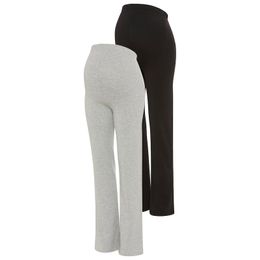 Neun Monate Damen Umstandsleggings &raquo;2er Pack Umstands-Leggings mit geradem Bein&laquo; f&uuml;r Schwangerschaft, aus weicher Baumwollmischung, langer Schnitt 