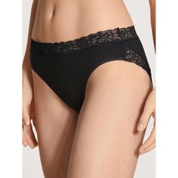 Calida Damen Calida Slip &raquo;Natural Comfort Lace&laquo; verspielte Spitze, Regular-Cut, elastischer Single Jersey, weich schwarz M (44/46)