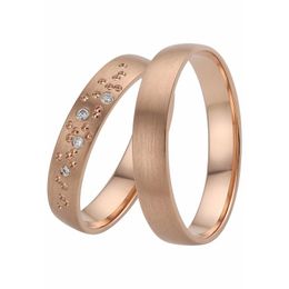 Firetti Unisex Trauring &raquo;Schmuck Geschenk Gold 375 Hochzeit Ehering "LIEBE" Sterne&laquo; Made in Germany, wahlweise mit oder ohne Brillanten rosa 17, 0,03 