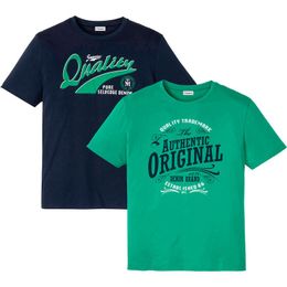 bonprix Herren bonprix T-Shirt Packung, 2 Stk. Regular Fit, Kurzarm-Design, aus Baumwolle, mit Frontdruck gr&uuml;n 56/58 (XL)