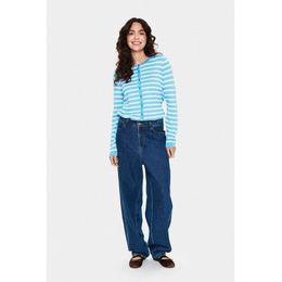 Saint Tropez Strickjacke MilaSZ Gerade Passform in Ethereal Blue Ice Stripe | Gr.: S