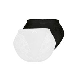 Sassa Mode Sassa Damen Miederslip &raquo;Classic Lace&laquo; mit floraler Spitze, feminin, matt-glanz Effekt schwarz-wei&szlig; 42