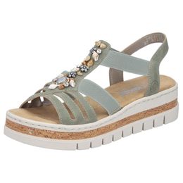 Rieker Damen Keilsandalette Keilsandalette, Plateausandale, Sommerschuh mit Verzierung 42