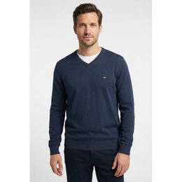 Fynch-Hatton Herren Fynch-Hatton Strickpullover &raquo;Fynch-Hatton Pullover mit V-Kragen&laquo; aus Baumwolle, mit V-Ausschnitt, bequeme Passform blau L (52/54)