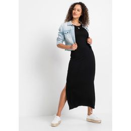 bonprix Damen bonprix Jerseykleid &raquo;Jerseykleid aus flie&szlig;endem Viskose-Elasthan-Mix&laquo; f&uuml;r Alltag, aus Viskose und Elasthan, lockere Passform schwarz 36/