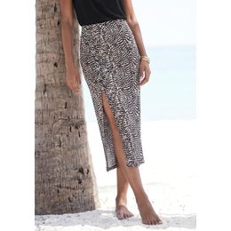 Vivance Damen Midirock &raquo;mit seitlicher Raffung und Schlitz aus Viskosejersey mit Animalprint&laquo; luftiger Strandrock im Alloverprint, leichter Sommerrock