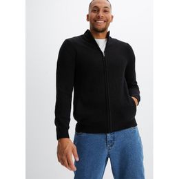 bonprix Herren bonprix Strickjacke &raquo;Feinstrickjacke&laquo; mit Stehkragen, Regular Fit, aus Polyacryl, mit Rei&szlig;verschluss schwarz 68/70 (4XL)