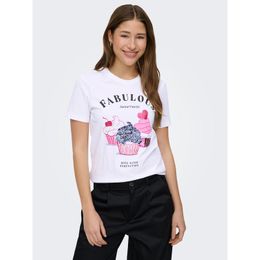 Only Damen Only Kurzarmshirt &raquo;ONLKITA LIFE S/S TOP BOX JRS&laquo; Baumwolle, regular fit, Rundhals wei&szlig; S
