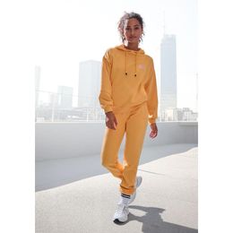 Buffalo Damen Kapuzenpullover mit Kontraststickerei und seitliche Taschen orange 32/34