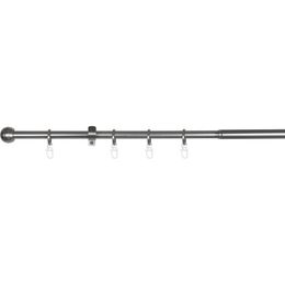 mydeco Gardinenstange &raquo;habito-rillball&laquo; &Oslash; 19 mm 1 l&auml;ufig-l&auml;ufig ausziehbar silber Aluminium L: 120cm - 210cm &Oslash; 19mm, 4 Stk., 1 l&auml;ufig