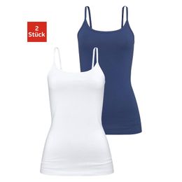 H.I.S. H.I.S Damen Unterhemd 2er-Pack, aus elastischer Baumwoll-Qualit&auml;t, Spaghettitr&auml;ger-Top, Unterziehshirt blau 48/50, N-Gr