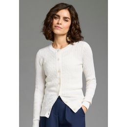Laura Scott Damen Strickjacke &raquo;im Fr&uuml;hlings-Look&laquo; mit Zopfstrickmuster und zarter Knopfleiste 48/50