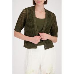 monari Damen Strickjacke &raquo;Jacke Strick Glanzb&auml;ndchen&laquo; Regular fit mit V-Ausschnitt gr&uuml;n 44