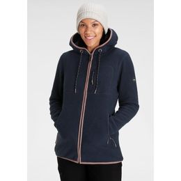 Polarino Damen Fleecejacke mit Kapuze f&uuml;r kalte Tage, aus Fleece, modischer Stil blau 54