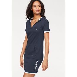 Kangaroos Damen Kangaroos Sweatkleid K&auml;ngurutasche in Longform, aus Baumwoll-Sweatqualit&auml;t, mit K&auml;ngurutasche blau 40, N-Gr