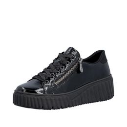 Rieker Damen Plateausneaker Freizeitschuh, Halbschuh, Schn&uuml;rschuh mit Plateausohle schwarz 37