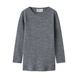 name it Kinder Langarmshirt &raquo;NMNWAX WOOL RIB LS TOP NOOS&laquo; aus reiner Merinowolle grau 116