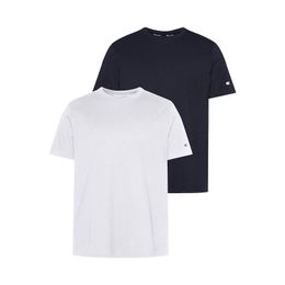 Champion Herren T-Shirt Packung, 2 Stk. Basic Shirt, Doppelpack wei&szlig; S