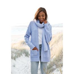 Vivance Damen Strickjacke Set, mit Schal, aus kuscheliger Strickqualit&auml;t, Cardigan blau 36/38
