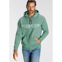 H.I.S. H.I.S Herren Sweatshirt, bedrucktes Design, mit Kapuze und Kordel, aus Baumwollmischung gr&uuml;n S (44/46)