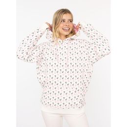 Zwillingsherz Damen Hoodie &raquo;"Anker AOP"&laquo;, allover Ankerprint, Kapuze mit Kordelzug, K&auml;ngurutasche rosa S/M