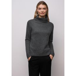 Street One Damen Street One Rollkragenpullover mit feinem Strickmuster grau 38