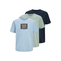 Jack & Jones Jack & Jones T-Shirt 'JJHudson' Herren Gr&ouml;&szlig;e S hellblau / dunkelblau / mint / orange