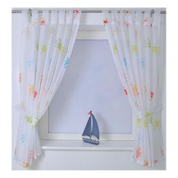 Kutti Gardine &raquo;H&auml;nde&laquo; Schlaufen 1 Stk. tlg. mit einem Raffhalter, Kindergardine, bedruckt, bunt bunt Obermaterial: 100% Polyester 175cm, Schlaufen, 140cm