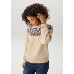 Aniston Casual Damen Aniston CASUAL Strickpullover mit farbharmonischen Norweger-Muster beige 46