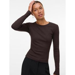 V&eacute;ro Moda Vero Moda Damen Langarmshirt &raquo;VMCHLOE LS SHORT TOP JRS NOOS&laquo; Baumwollmischung, slim fit braun L