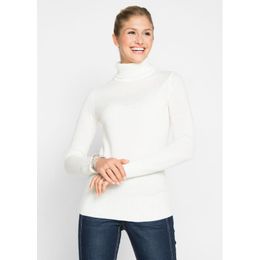 bonprix Damen bonprix Rollkragenpullover mit Rollkragen, h&uuml;ftbedeckende L&auml;nge, Slim Fit wei&szlig; 48/50 (XL)