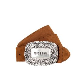 Mustang Damen Mustang Lederg&uuml;rtel mit geschw&auml;rzter Koppelschlie&szlig;e braun 80