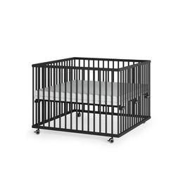 S&auml;mann Laufgitter mit Matratze Cloud Air & Lattenrost - Black Edition - Premium | Gr.: 75x100 cm