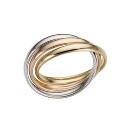 Firetti Damen Goldring &raquo;Schmuck Geschenk Gold 585, 3-Fach verschlungen, tricolor, massiv&laquo; rosa 17, Gelbgold 585 Ros&eacute;gold 585 Wei&szlig;gold 585, 5mm