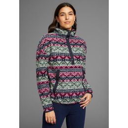 Polarino Damen Fleecepullover, mit Colourblocking-Optik, mit K&auml;ngurutasche, aus Fleecestoff bunt 44/46
