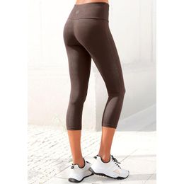 Lascana Damen Lascana Caprileggings mit breitem weichem B&uuml;ndchen, Loungewear braun 32/34, N-Gr