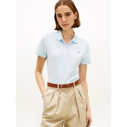 Tommy Hilfiger Damen Poloshirt &raquo;1985 Slim Fit Pique Premium&laquo; mit Logostickerei, Seitenschlitze blau L (42/44)