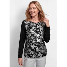 GOLDNER Kurzgr&ouml;&szlig;e: Blusenshirt mit Blumendruck in schwarz / gemustert | Gr.: 23