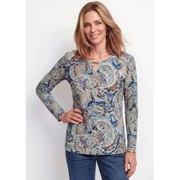 GOLDNER Paisleyshirt mit Schmuckdetail in camel / hellblau / gemustert | Gr.: 44