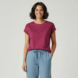 Kangaroos Damen Kangaroos T-Shirt mit Lockstickerei Detail am Halsausschnitt lila 40/42