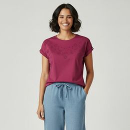 Kangaroos Damen Kangaroos T-Shirt mit Lockstickerei Detail am Halsausschnitt lila 48/50