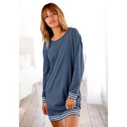 Arizona Damen Nachthemd Ohne Taschen mit gestreiften B&uuml;ndchen blau 40/42, N-Gr