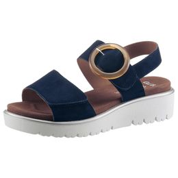 Ara Damen Sandale &raquo;BILBAO&laquo; Keilsandale, Plateausandale mit Klettverschl&uuml;ssen, G-Weite blau 39