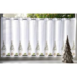 Stickereien Plauen Scheibengardine &raquo;Tannenbaum&laquo; Stangendurchzug 1 Stk. tlg. bunt Voile, Polyester 50cm, Stangendurchzug, 128cm