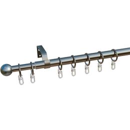 Indeko Gardinenstange &raquo;Formentor&laquo; &Oslash; 10 mm 1 l&auml;ufig-l&auml;ufig ausziehbar stufenlos verstellbare Teleskopstange silber Stahl L: 120cm - 230cm &Oslash; 10mm, 1 Stk