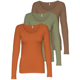 Only 3er-Set Basic Langarmshirt in Mix6 BO/SA/TC | Gr.: XS
