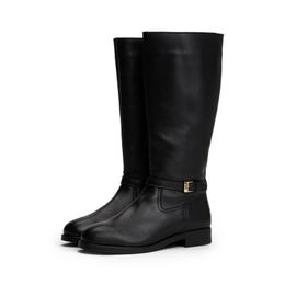 Tommy Hilfiger Damen Stiefel &raquo;TH BUCKLE RIDING LTHR LONG BOOT&laquo; , Blockabsatz, Langschaftstiefel, Businessstiefel mit Zierschnalle schwarz 40, 