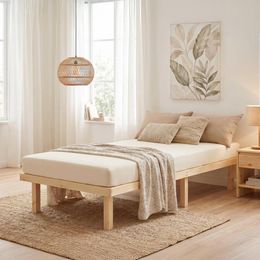 Homestyle4u Holzbett, Natur, Holz, Kiefer, 90x200 cm, Schlafzimmer, Betten