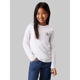 Calvin Klein Jeans Kinder Langarmshirt &raquo;Chest Monologo Ls T-Shirt&laquo; f&uuml;r Kinder bis 16 Jahre und mit Logoschriftzug wei&szlig; 4 (104)